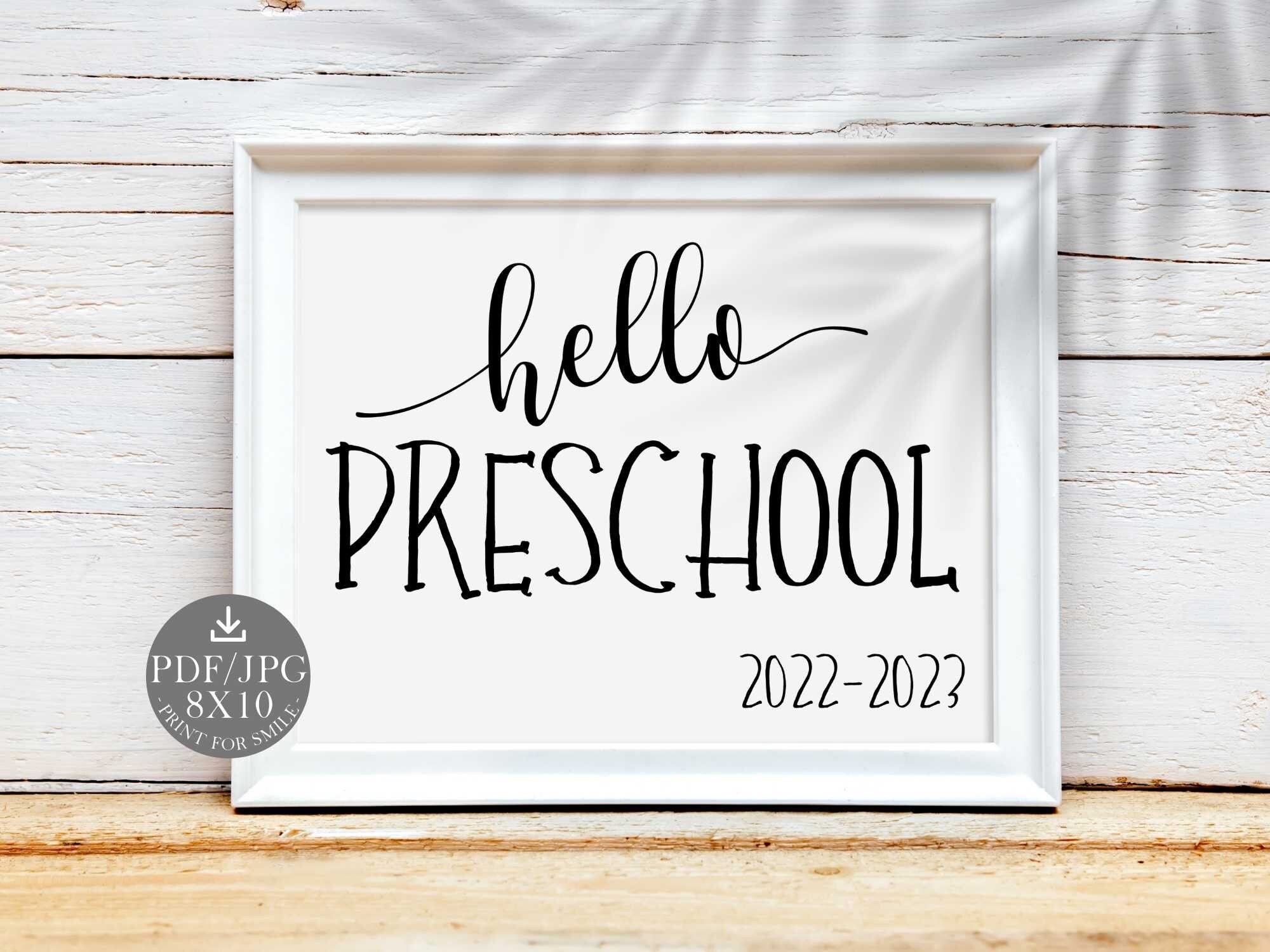 Hello Preschool Sign First Day of Preschool PRINTABLE - Etsy