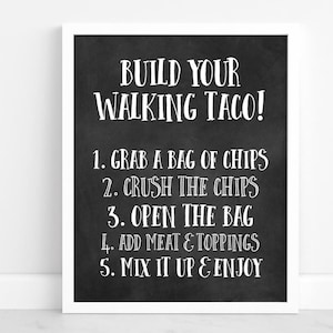 PRINTABLE Walking Tacos Bar Sign Graduation Grad Party Decor, Table ...
