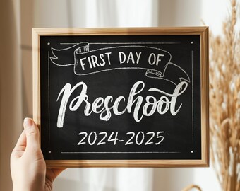 Girl First Day of PRESCHOOL Sign INSTANT DOWNLOAD Photo Prop Printable ...