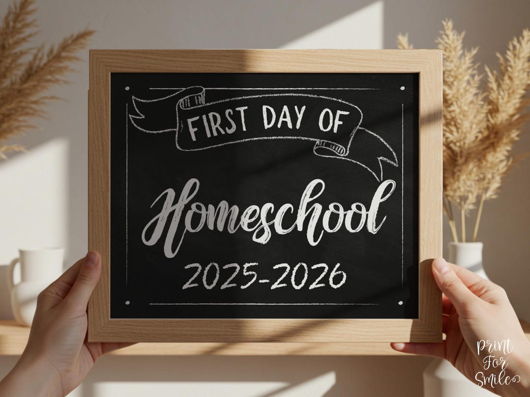 First Day of Homeschool Sign PRINTABLE Chalkboard School Sign, Photo ...