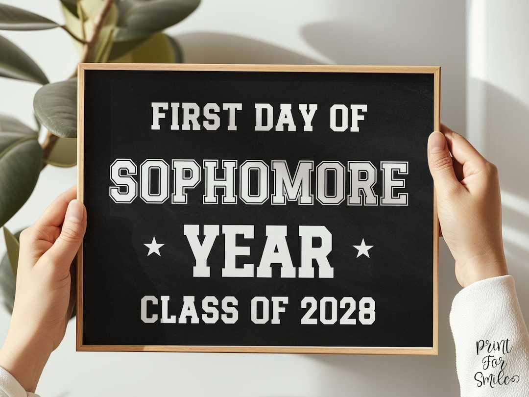 First Day of Sophomore Year Sign Boy Printable Chalkboard Sports Style ...