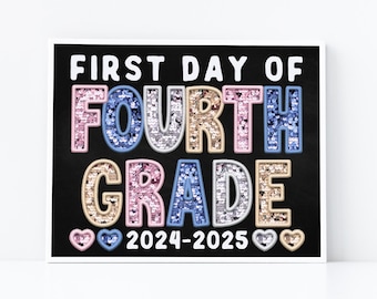 Printable First Day of 4th Grade Sign 2024, Back to School Poster ...