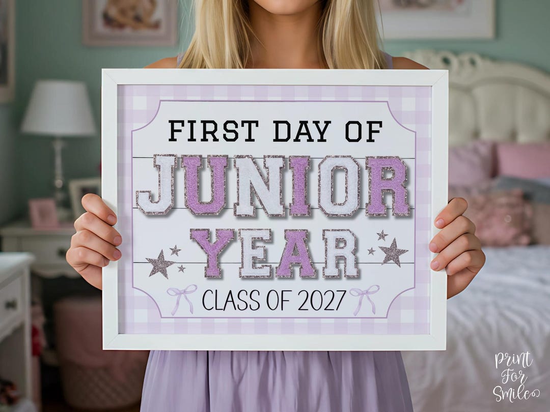 Glitter First Day of Junior Year Sign PRINTABLE Back to School Sign ...