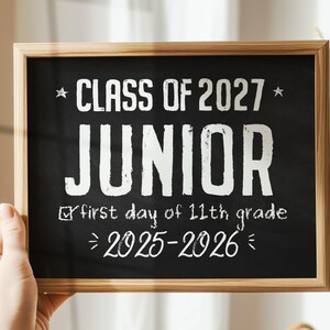 Printable First Day of Junior Year Sign Chalkboard School Sign, Class ...