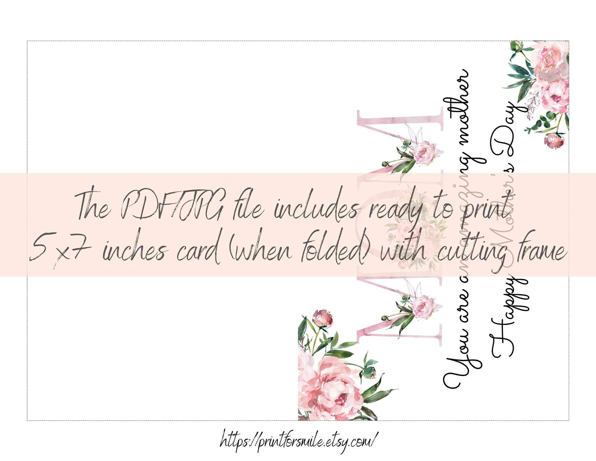 Printable Mother's Day Card Floral | Etsy