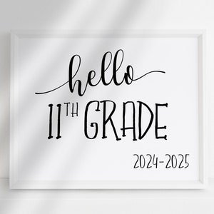 Hello 11th Grade Sign, First Day of 11th Grade, PRINTABLE, Instant ...