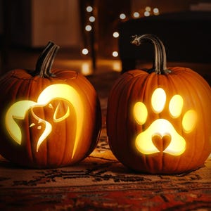 Cat Dog Pumpkin Carving Stencil Set - Printable Halloween Jack O ...