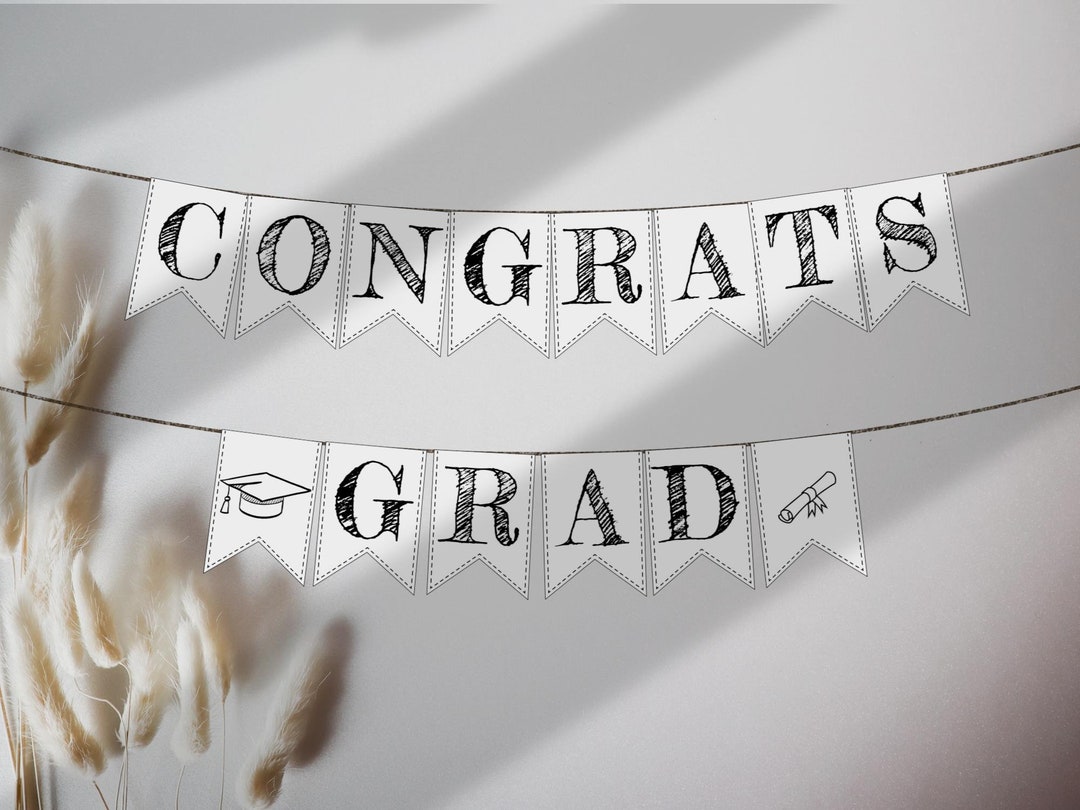 Graduation Congrats Grad Banner Printable Party Decorations - Etsy