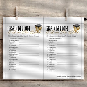 Graduation Game Fill in the Blank Printable College Graduation Party ...