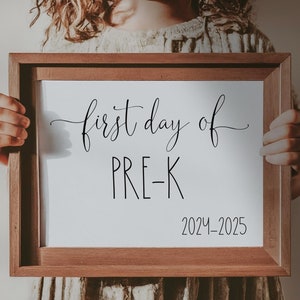 First Day of Pre-k Sign PRINTABLE Back to School Sign Photo Prop - Etsy
