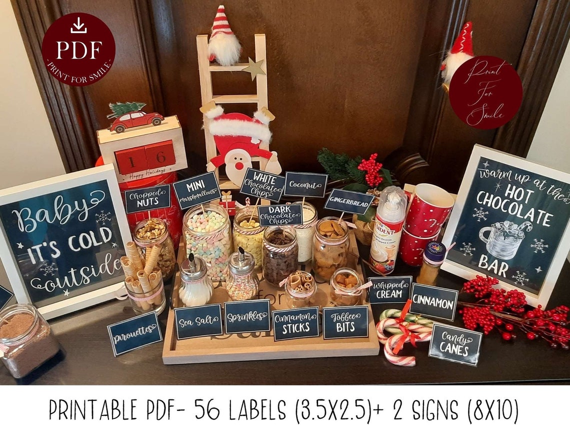 Hot Cocoa Bar Sign Labels PRINTABLE Kit - Etsy