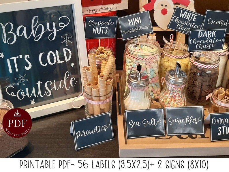 PRINTABLE Hot Chocolate Bar Sign Labels Cocoa Kit - Etsy