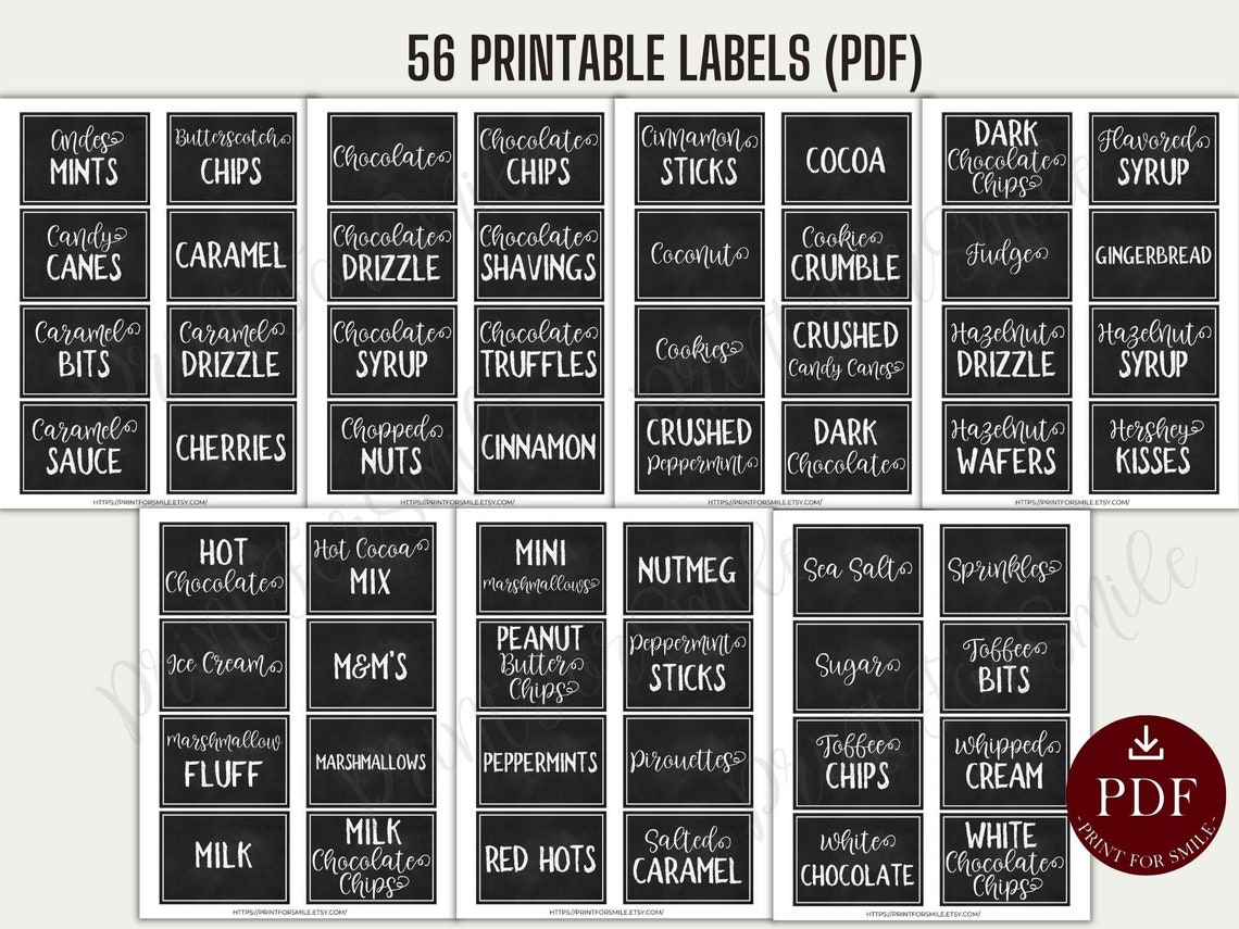 Hot Cocoa Bar Sign Labels PRINTABLE Kit - Etsy