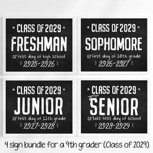 First Day of Freshman Year Sign BUNDLE High School Signs, Class of 2029 ...