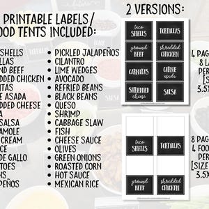 Taco Bar Labels, Taco Food Tent Cards PRINTABLE, Graduation Taco Bar ...