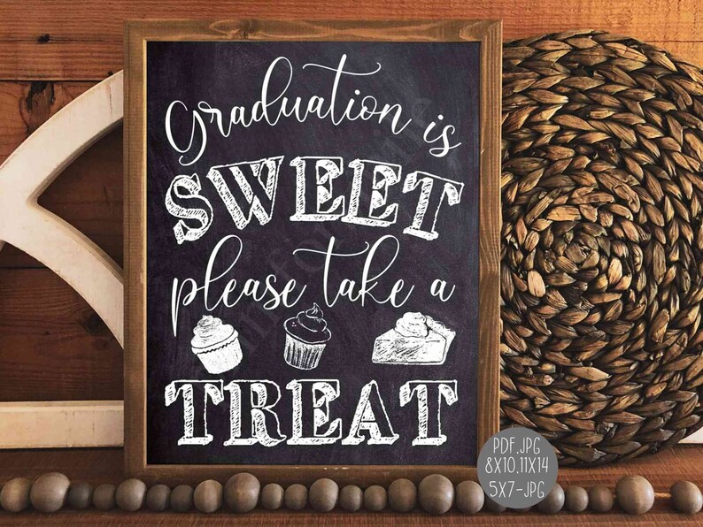 Graduation is Sweet Take A Treat Sign PRINTABLE Chalkboard - Etsy