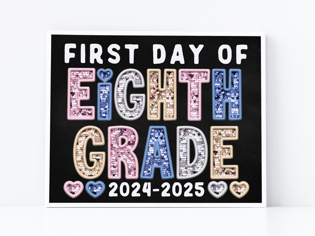 First Day of 8th Grade PRINTABLE Sign Chalkboard Eighth Grade Back to ...