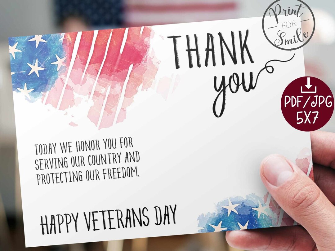 Veterans Day Card PRINTABLE - Etsy