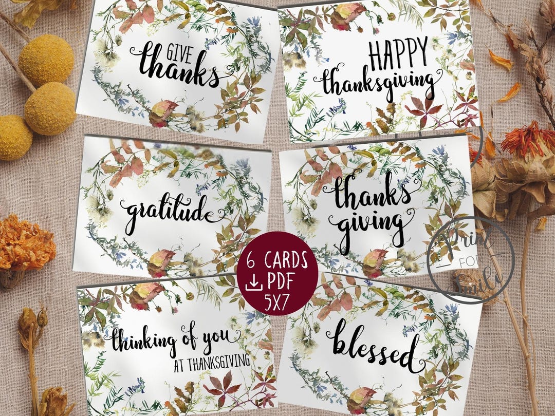 PRINTABLE Thanksgiving Cards Set Give Thanks Gratitude Blessed Happy - Etsy