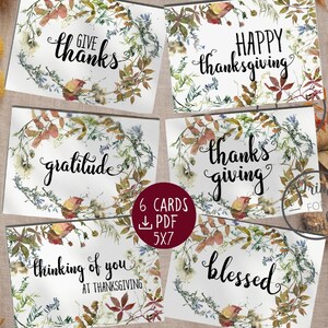 PRINTABLE Thanksgiving Cards Set Give Thanks Gratitude Blessed Happy - Etsy