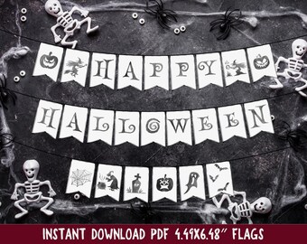 Happy Halloween Vintage Banner, Printable Halloween, Halloween Decor ...