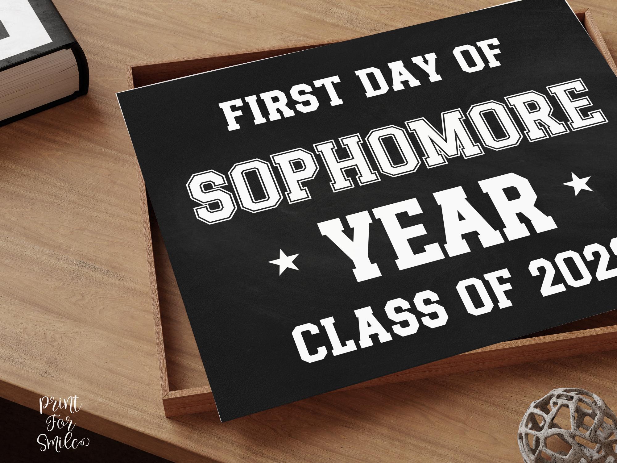 First Day of Sophomore Year Sign Boy Printable Chalkboard Sports Style ...