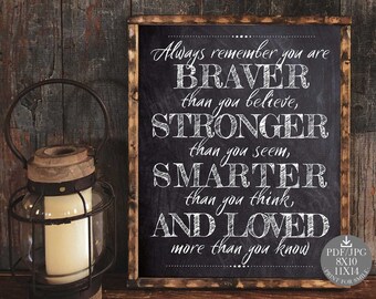 Always Remember You Are Braver Than You Believe Stronger Than You Seem and Smarter Than You ...