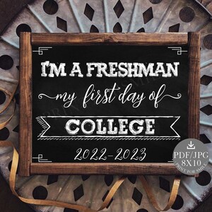 First Day of College Sign PRINTABLE Chalkboard 2022 - Etsy