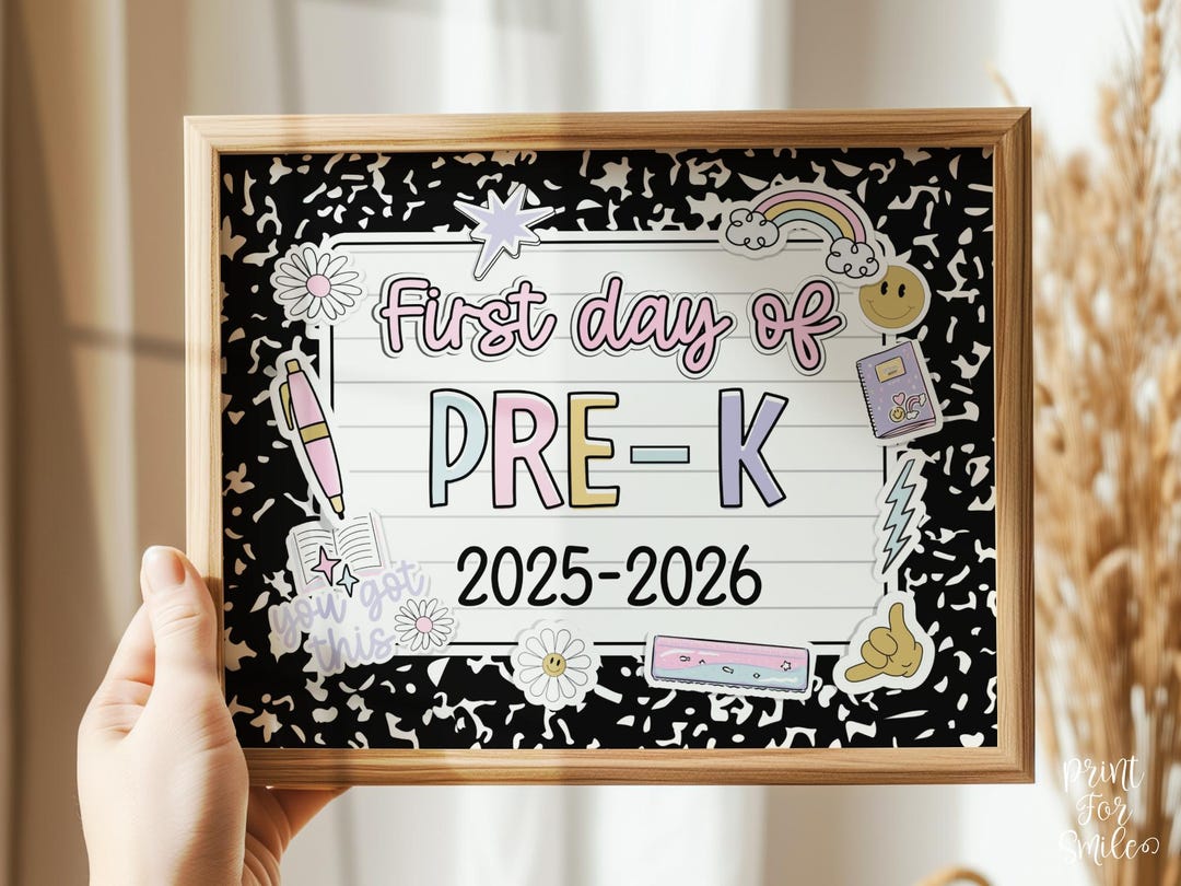 First Day of Pre-k Sign Pastel PRINTABLE, First Day of School Sign for ...