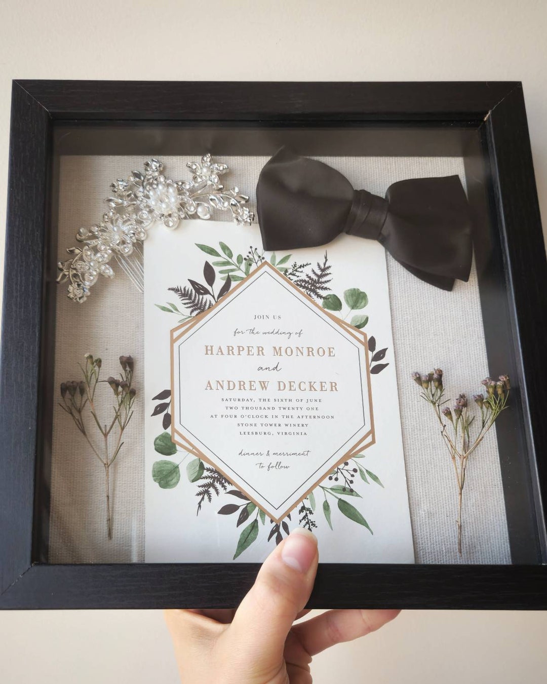 Mini Personalized Shadow Box Frame for Wedding Keepsake, Gift, or ...