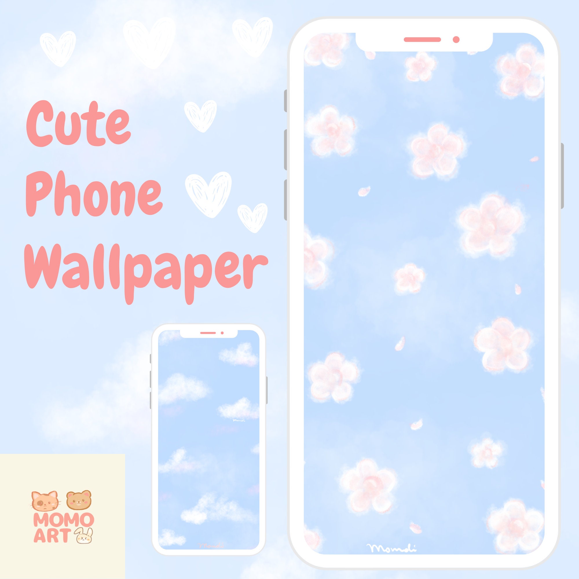 Cute Flower Clouds Wallpaper for Phones, Kawaii Pastel Backgrounds ...