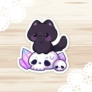 Skull Kitty Sticker | Halloween Sticker | Creepy Cute Sticker | Cute ...