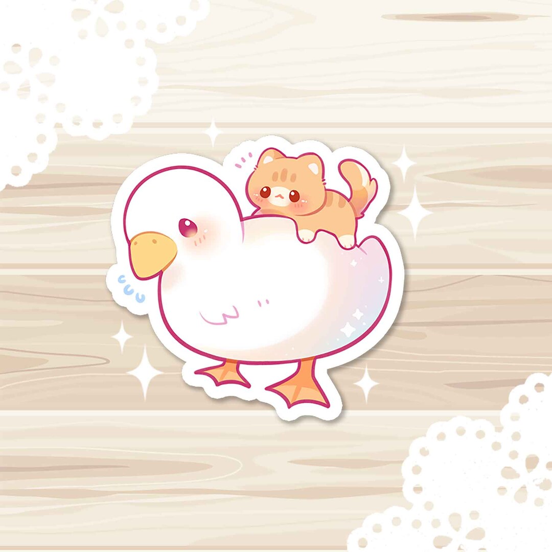 Cute Animal Friends Sticker Duck Sticker Cat Sticker - Etsy