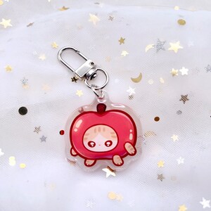 Meme Cats Glitter Mini Keychains | Cute Chibi Art Pet Kitty Calico ...