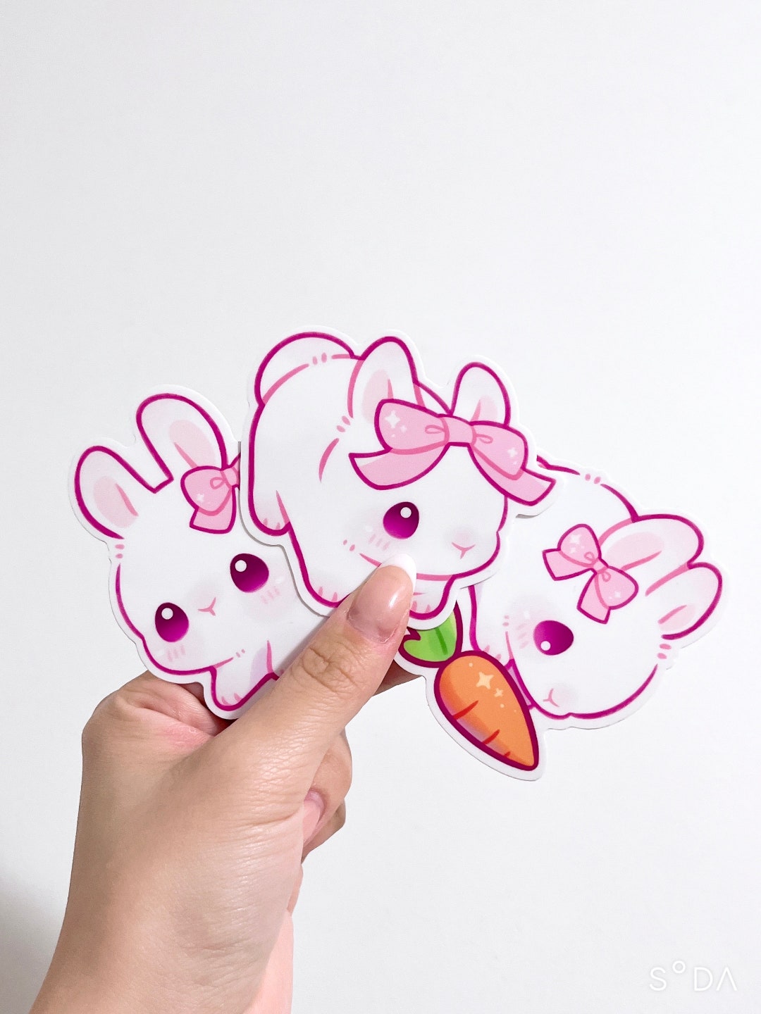 Cute Coquette Bunnies Waterproof Vinyl Sticker | Cute Kawaii Rabbit ...