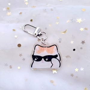 Meme Cats Glitter Mini Keychains | Cute Chibi Art Pet Kitty Calico ...