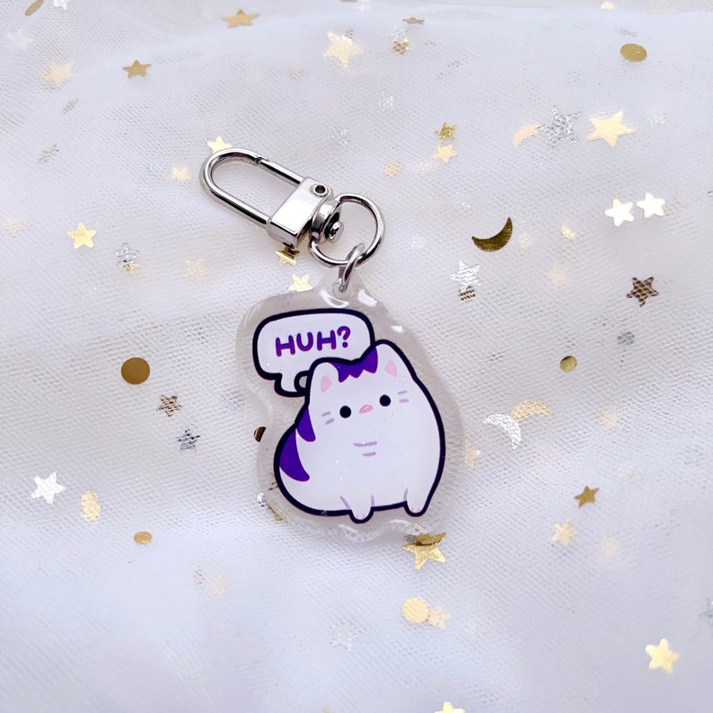 Meme Cats Glitter Mini Keychains | Cute Chibi Art Pet Kitty Calico ...