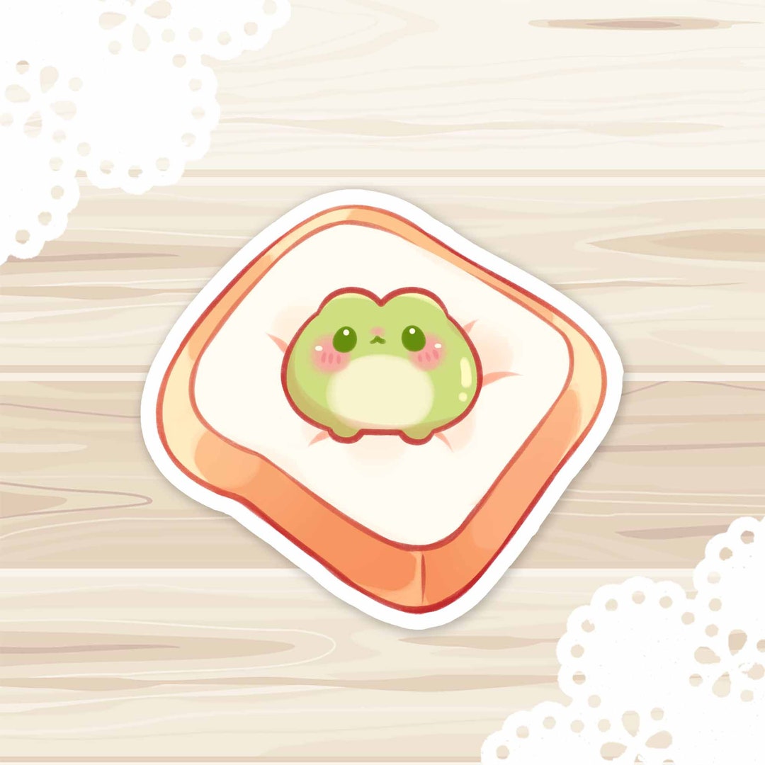 Frog Bread Sticker Frog Sticker Cute Animal Sticker - Etsy