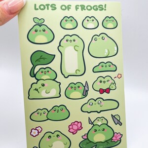 Frogs Waterproof Sticker Sheet | Kawaii Chibi Art Farm Animals | Cute ...