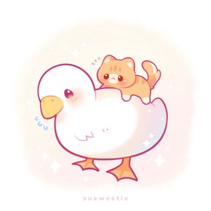Cute Animal Friends Sticker Duck Sticker Cat Sticker - Etsy