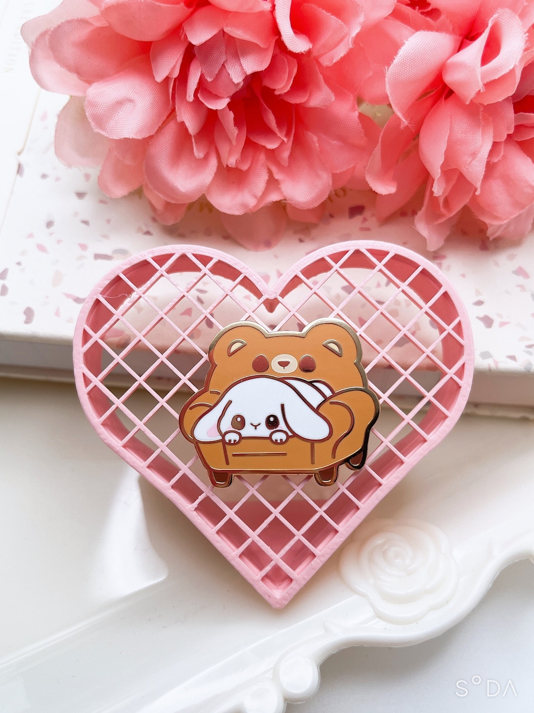 Bunny Bear Sofa Enamel Pin | Cute Chibi Art Pet Rabbit | Cartoon Kawaii ...