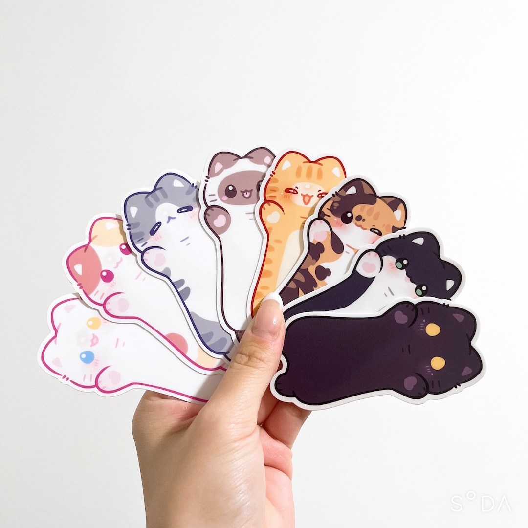 Long Cats Waterproof Vinyl Sticker | Cat Sticker Cute Animal Sticker ...