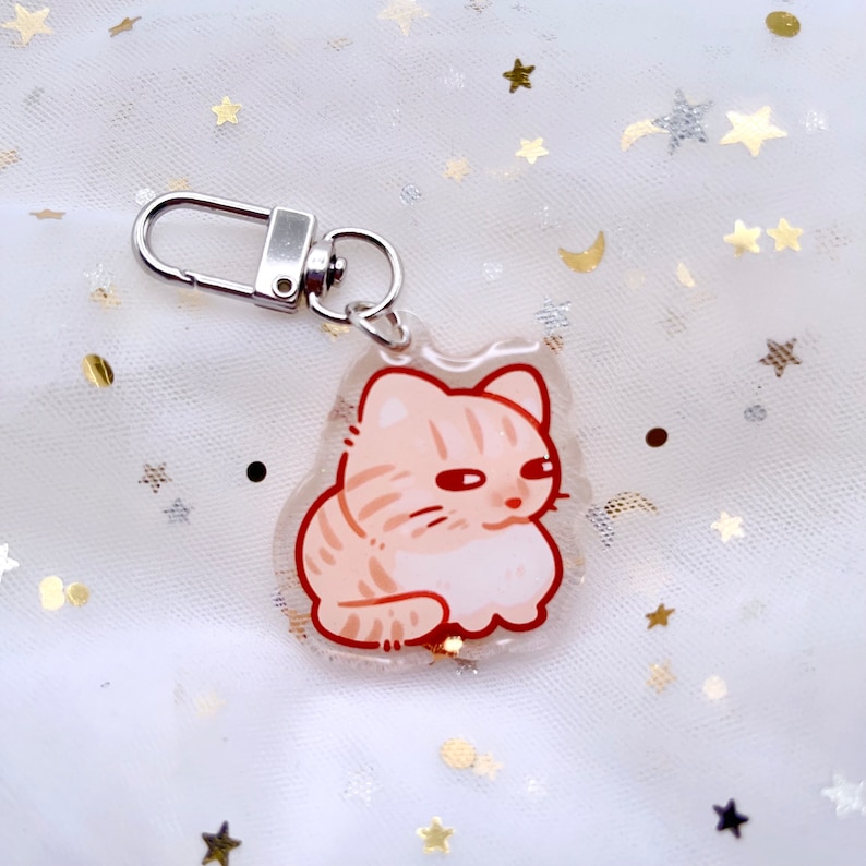 Meme Cats Glitter Mini Keychains | Cute Chibi Art Pet Kitty Calico ...
