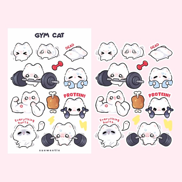 Kawaii Gym Sticker Sheet - Etsy