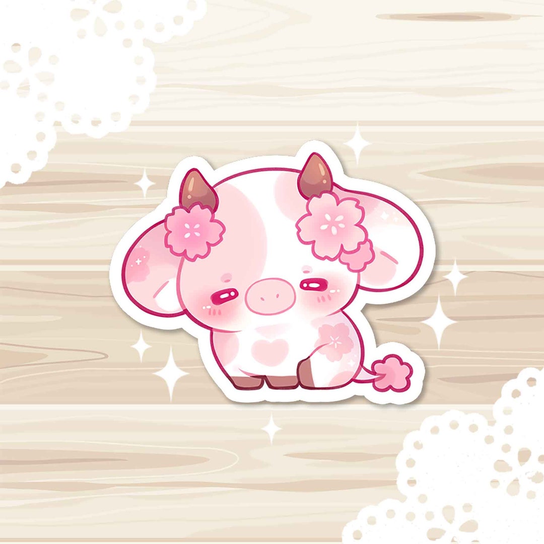 Cherry Blossom Cow Sticker Calf Sticker Farm Animal - Etsy