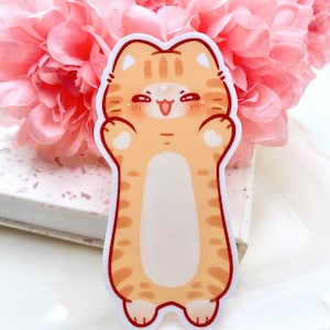 Long Cats Waterproof Vinyl Sticker | Cat Sticker Cute Animal Sticker ...