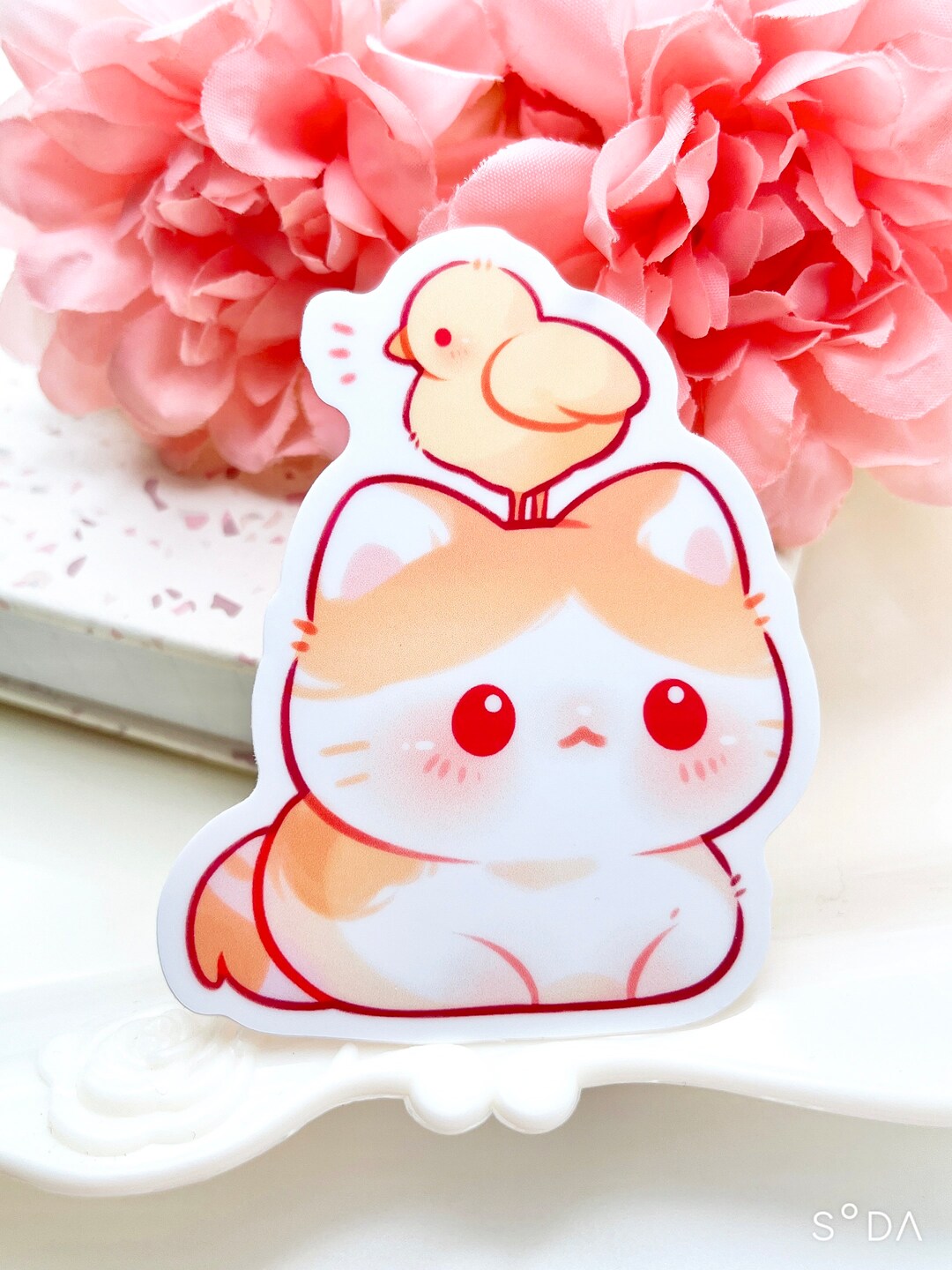 Cute Animal Friends Waterproof Vinyl Sticker | Kawaii Chibi Art Kitten ...