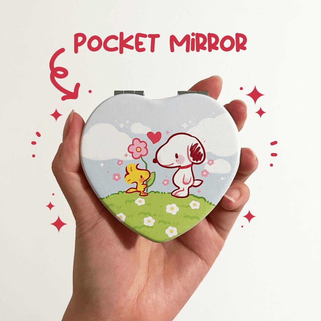 White Beagle Dog Pocket Mirror | Compact Mirror | Heart Mirror | Travel ...
