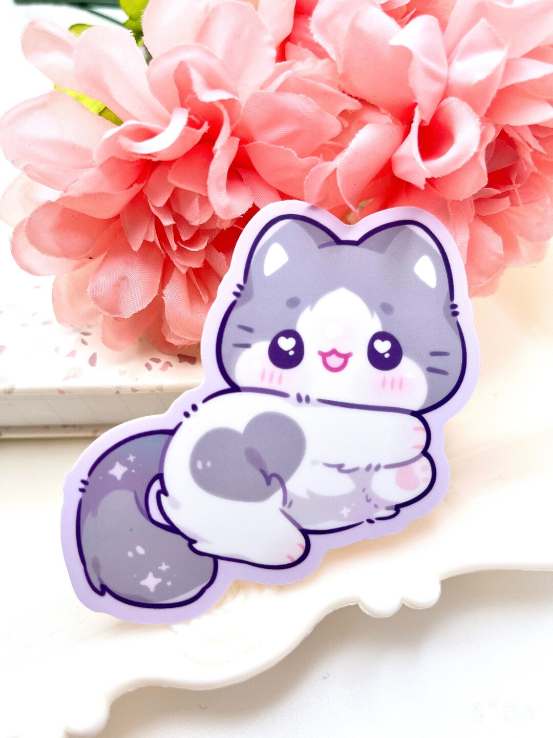 Tabby Cat Waterproof Vinyl Sticker | Cute Chibi Kawaii Kitten Animal ...