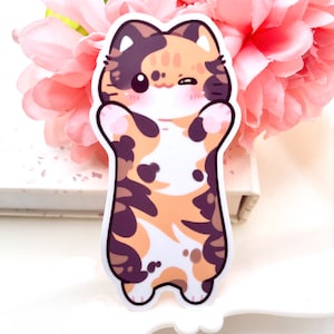 Long Cats Waterproof Vinyl Sticker | Cat Sticker Cute Animal Sticker ...